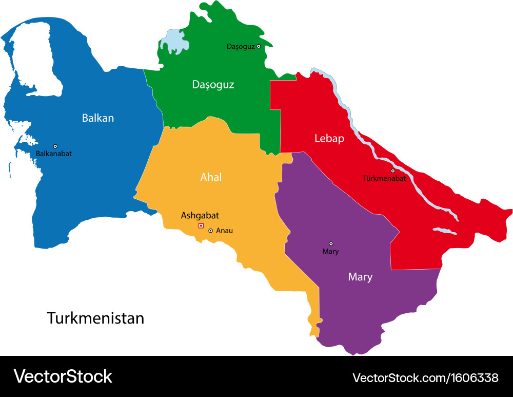 Turkmenistan map Royalty Free Vector Image - VectorStock