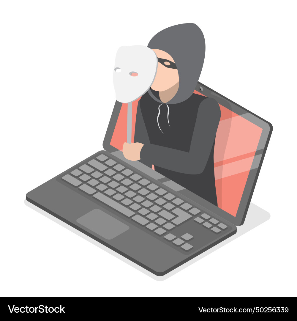 3d isometric flat set of hacker icons item Vector Image