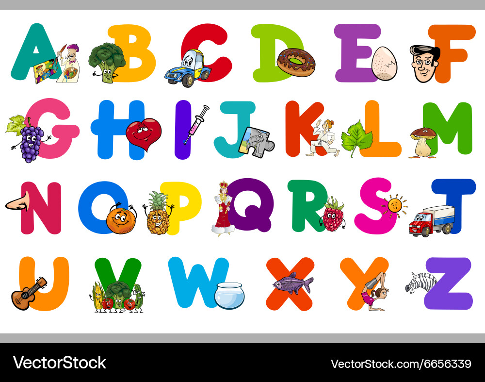 Cartoon alphabet for children Royalty Free Vector Image
