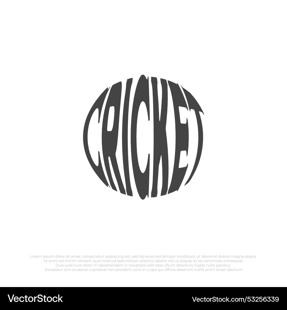 Cricket logo typography in ball minimalist Vector Image