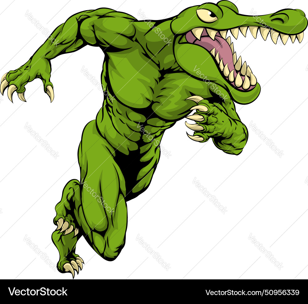 Crocodile or alligator mascot running Royalty Free Vector