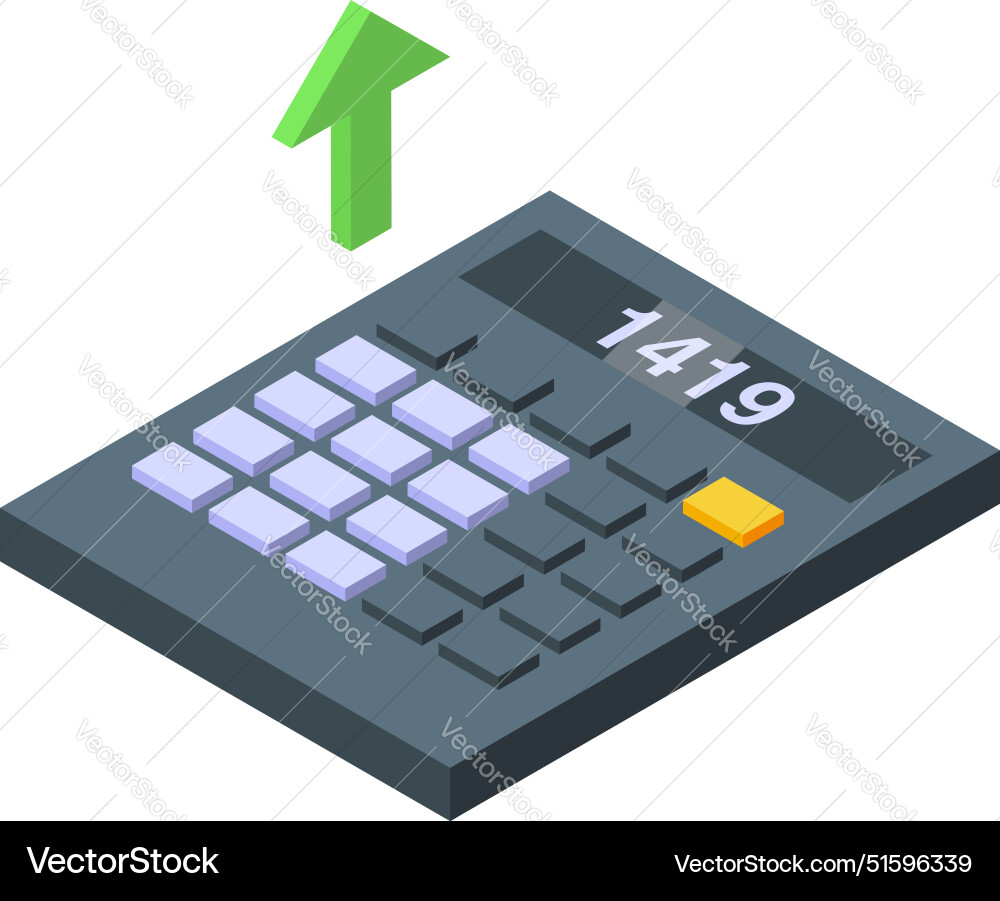 Isometric calculator with increasing numbers Vector Image