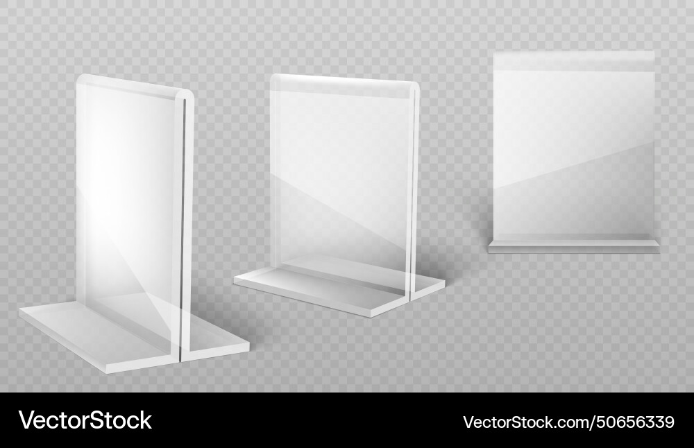 Plastic or acrylic display stand for a4 paper set Vector Image