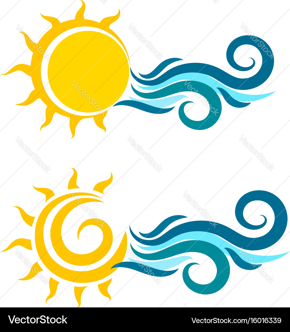 Sun and water waves Royalty Free Vector Image - VectorStock