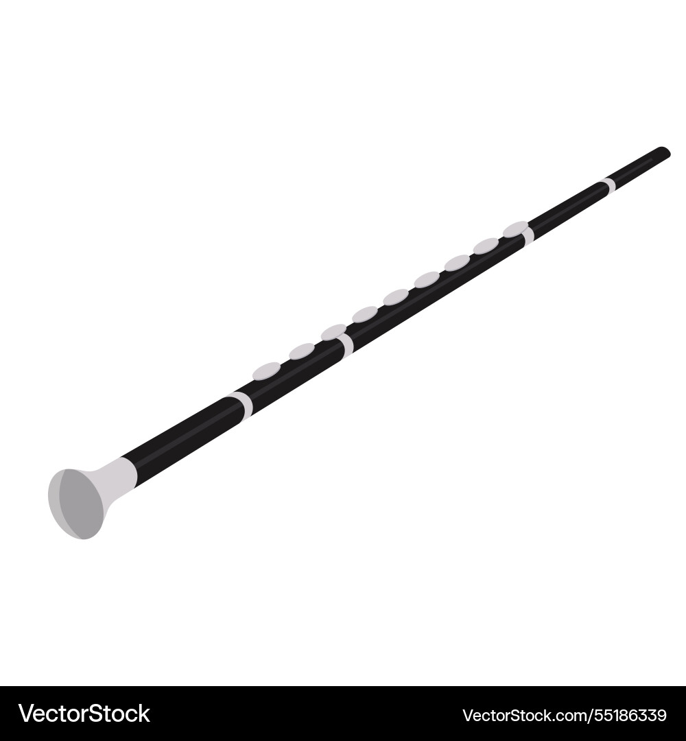 Traditional black flute isolated on white Vector Image