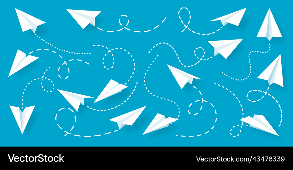 Various realistic white paper planes collection Vector Image