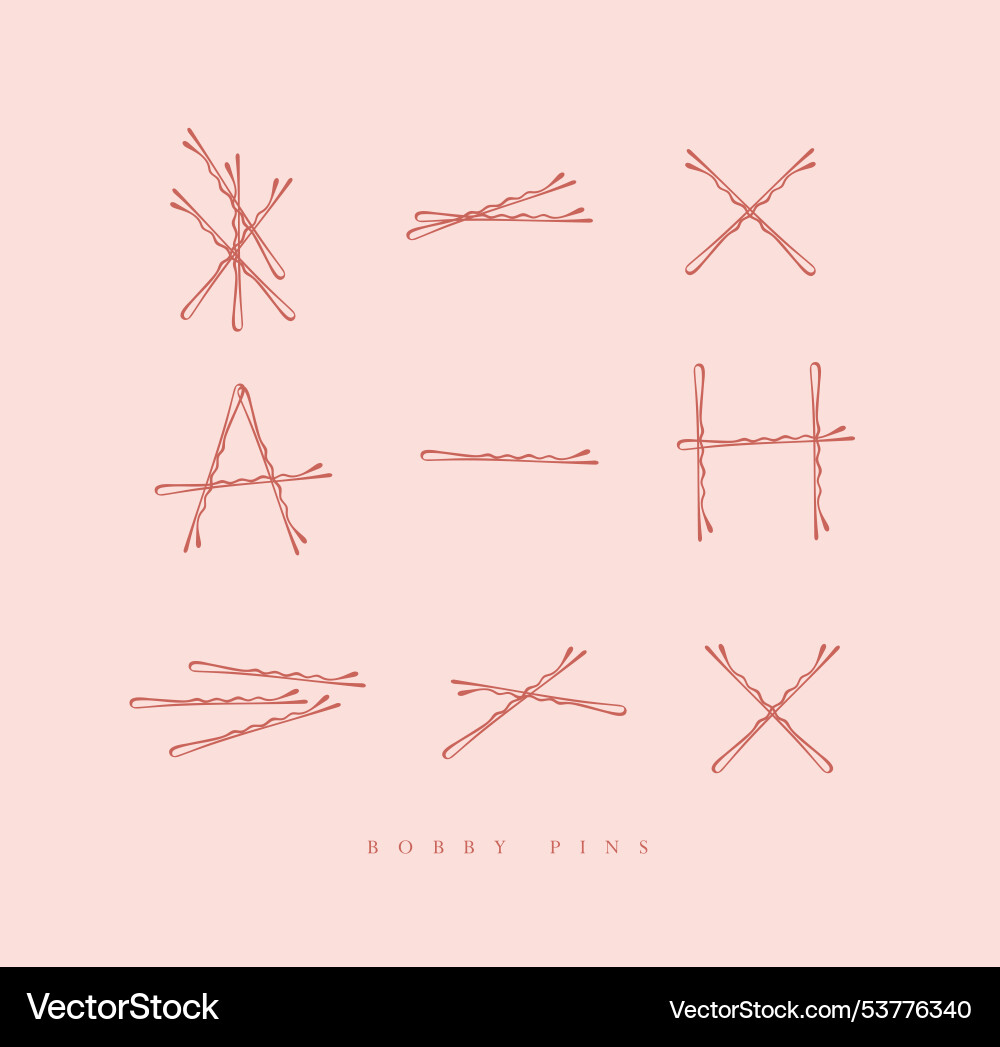 Bobby hair pins collection pink Royalty Free Vector Image