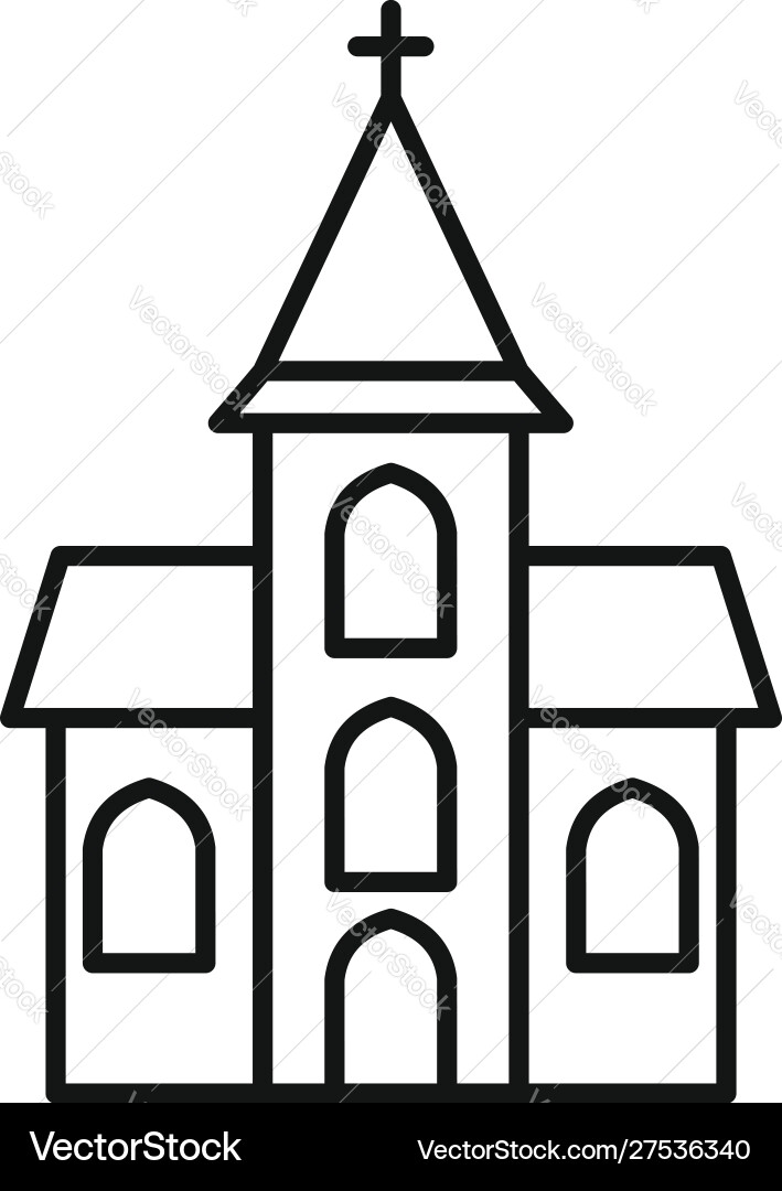 Catholic church icon outline style Royalty Free Vector Image