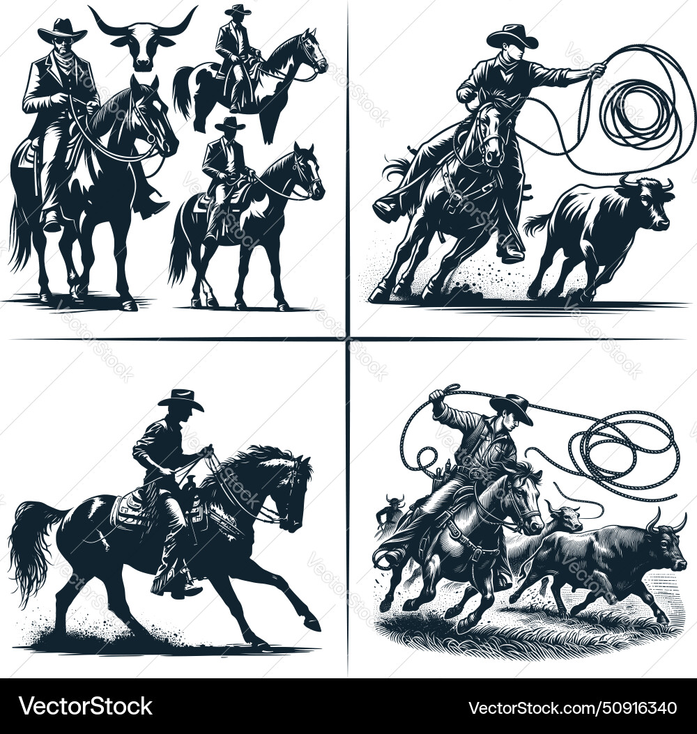 Cowboy and cowgirl bundle file Royalty Free Vector Image