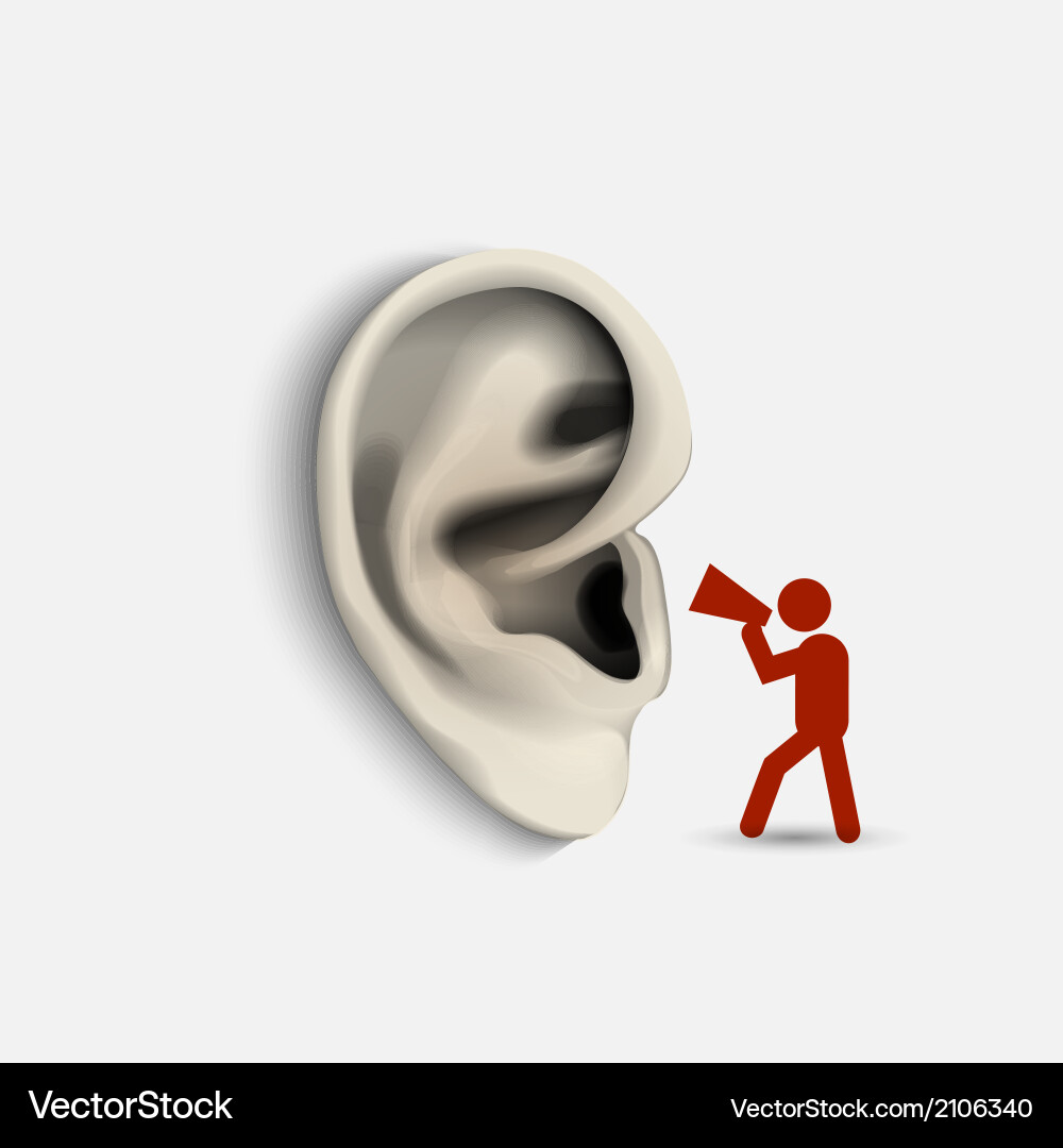 Ear and icon man with megaphone Royalty Free Vector Image