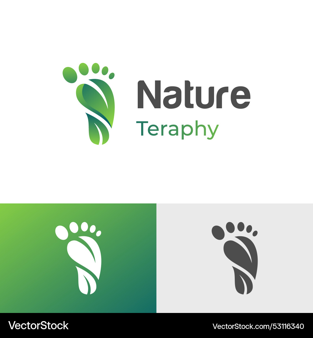 Eco green leaf steps logo icon design foot Vector Image