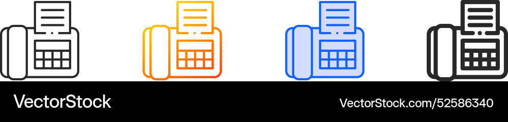 Fax iconthin linear gradient blue stroke and bold Vector Image
