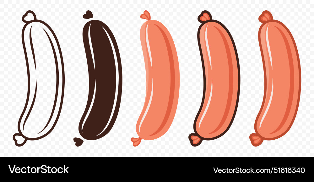 Flat sausage icon set cartoon Royalty Free Vector Image