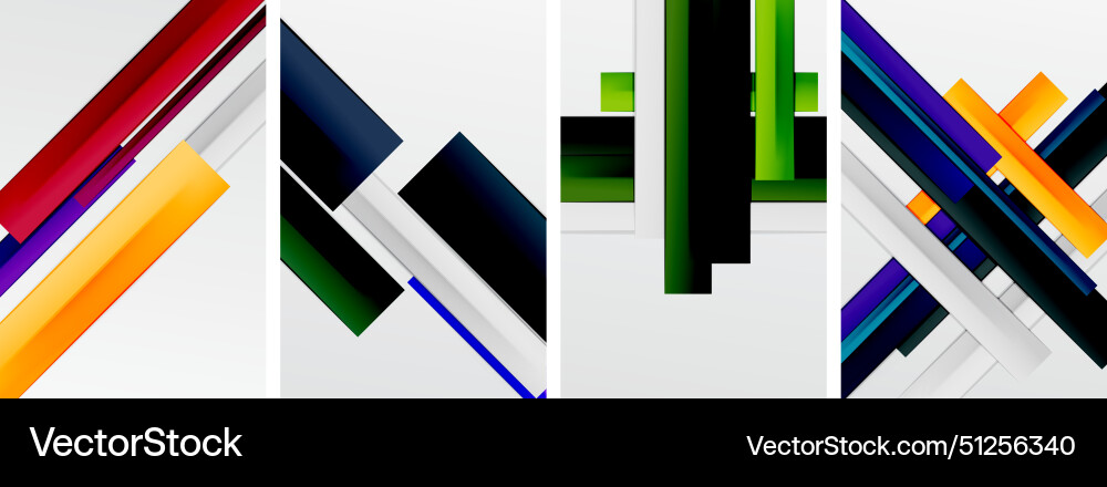 Minimal lines and color stripes poster abstract Vector Image