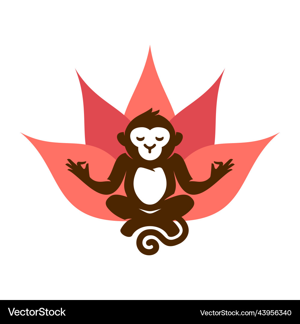 Monkey Meditation Yoga Royalty Free Vector Image