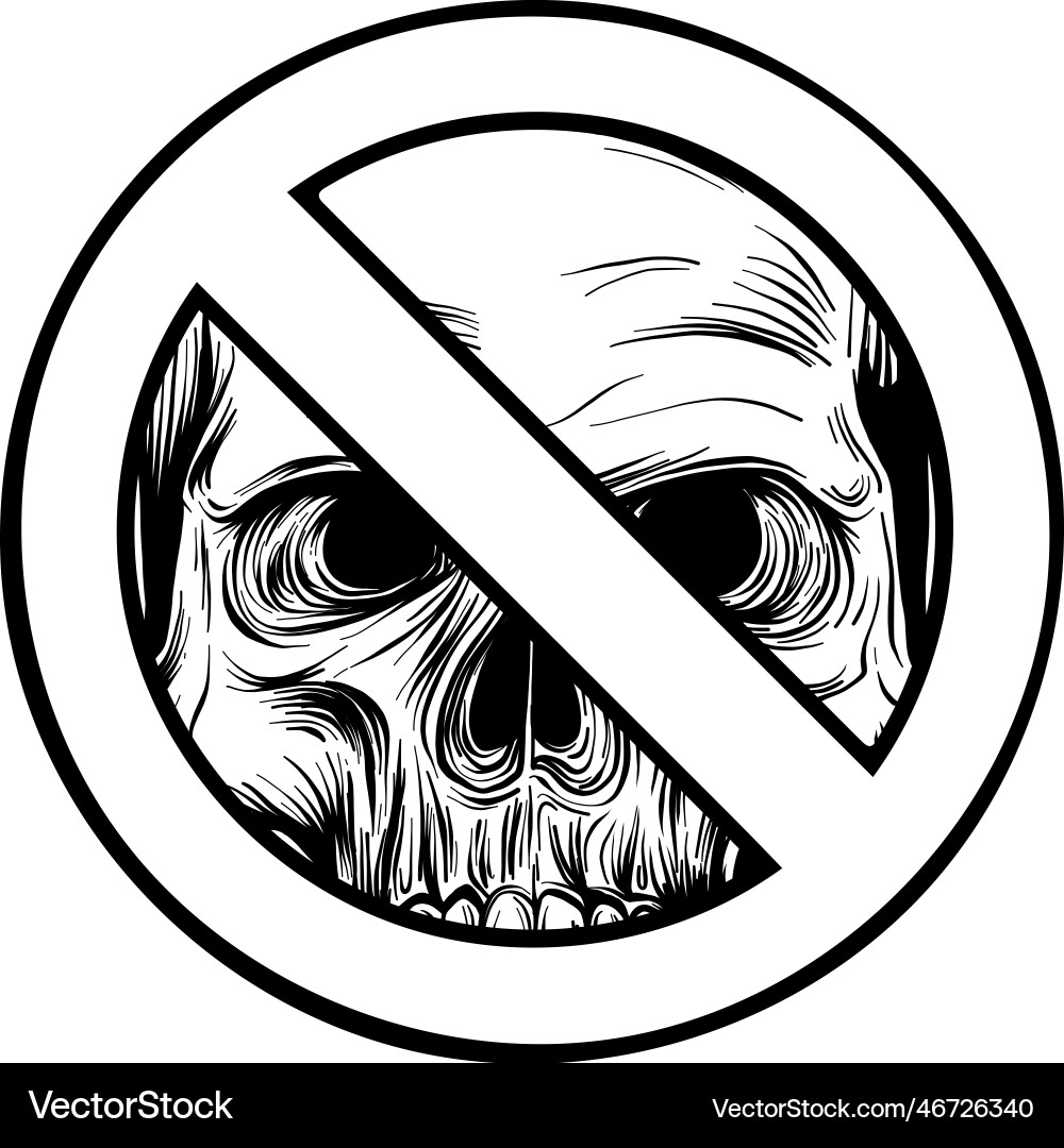Monochrome no skull sign on white background Vector Image