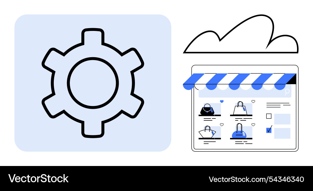 Setting up an online store configuration gear Vector Image