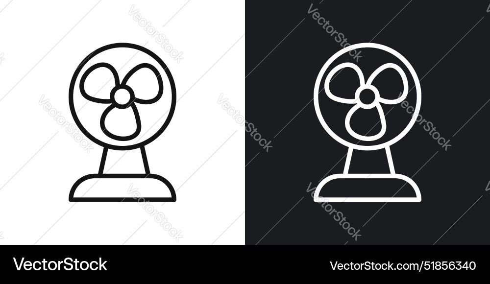 Table fan icon set in black and white outlines Vector Image