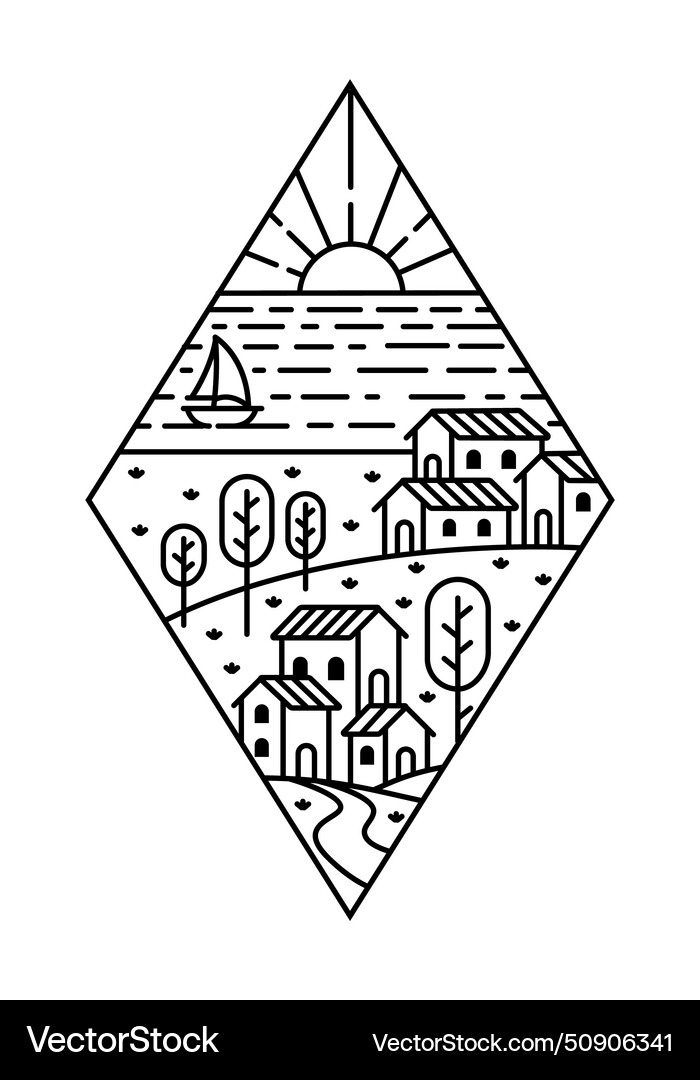 Beautiful nature line art Royalty Free Vector Image