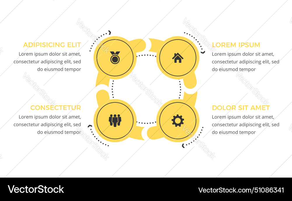 Circle diagram template - four elements Royalty Free Vector
