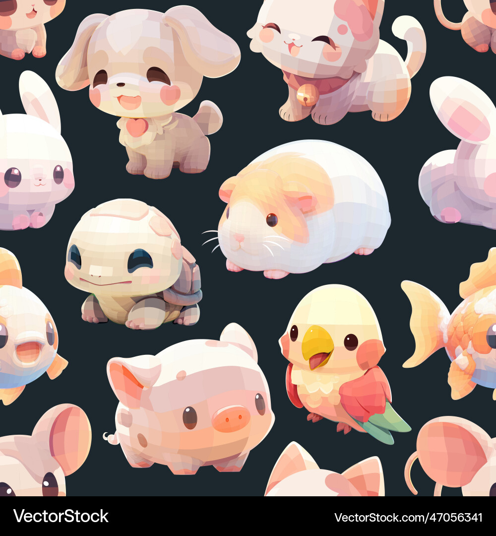 Cute little animal pets with a kind smiling faces Vector Image