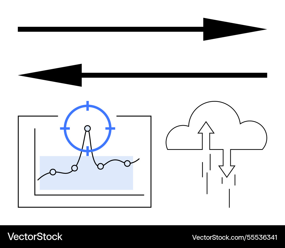 Data trend analysis with growth chart directional Vector Image