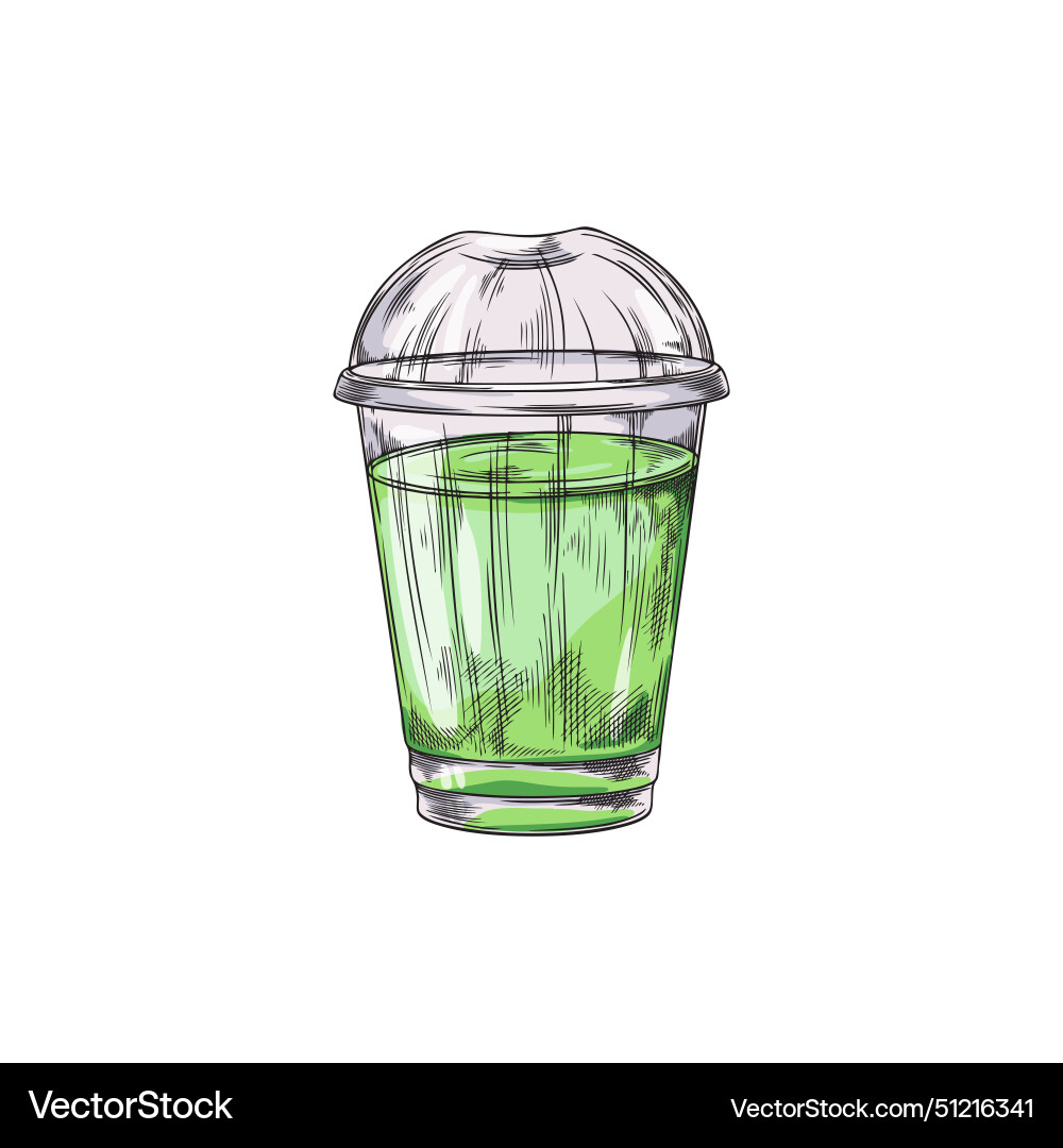 Green smoothie in clear cup Royalty Free Vector Image
