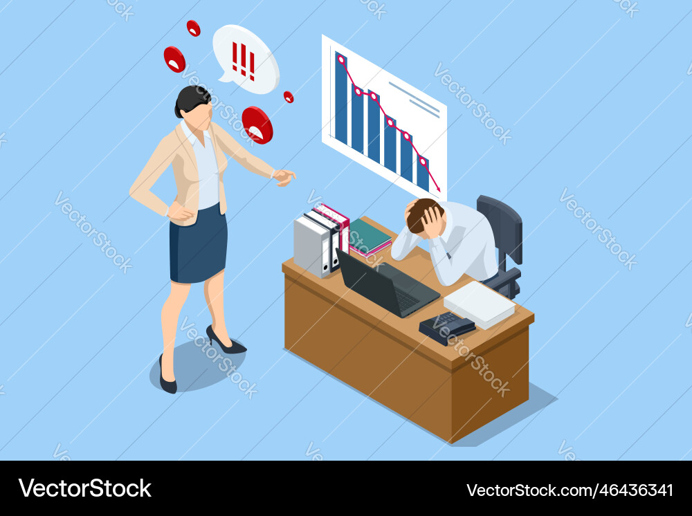 Isometric corporate problems female rights Vector Image