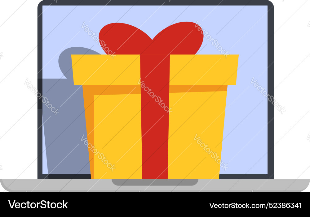 Laptop showing gift box celebrating special Vector Image