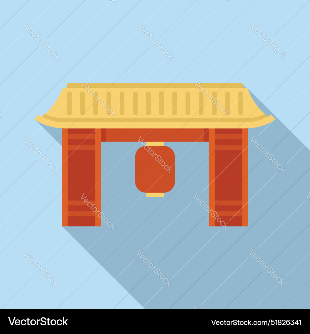 Traditional chinese gate with hanging red lantern Vector Image