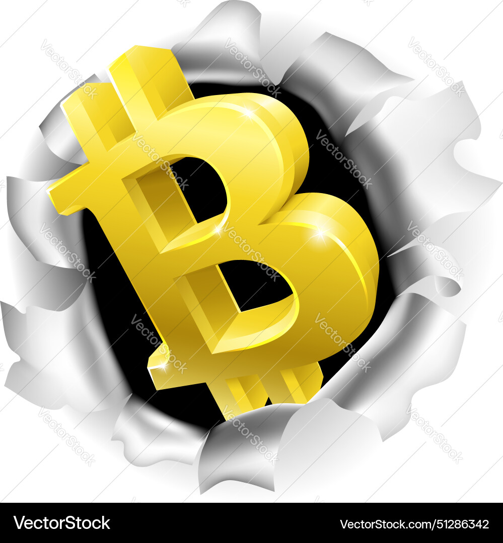Bitcoin breaking background wall concept Vector Image