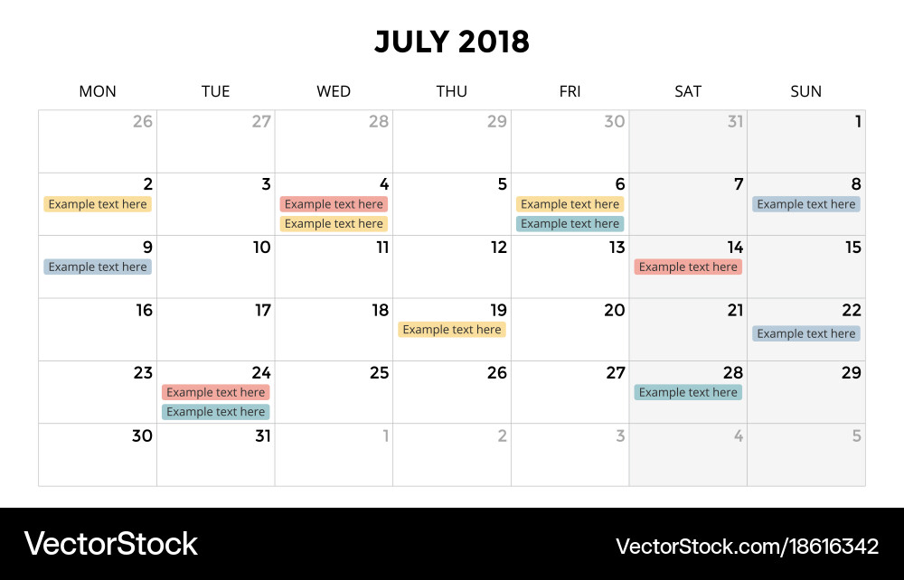 Calendar infographic table chart presentation Vector Image