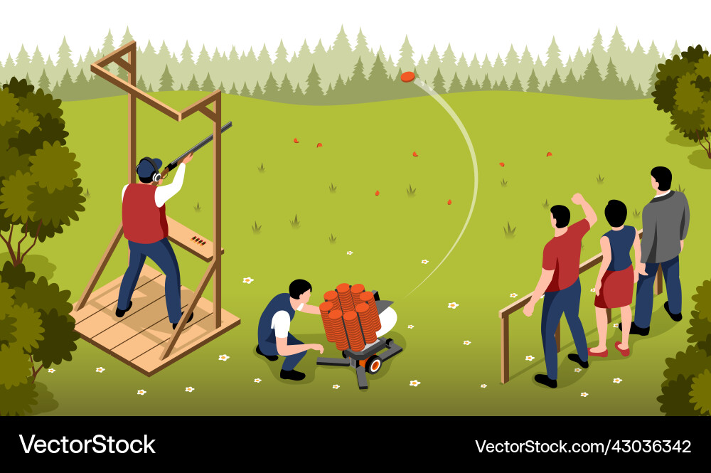 Forest shooting range composition Royalty Free Vector Image