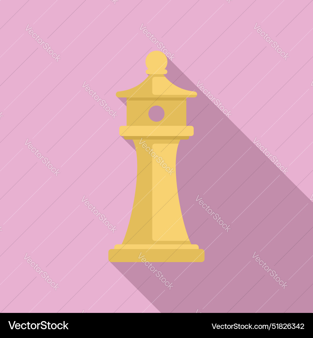 Golden rook chess piece casting long shadow Vector Image