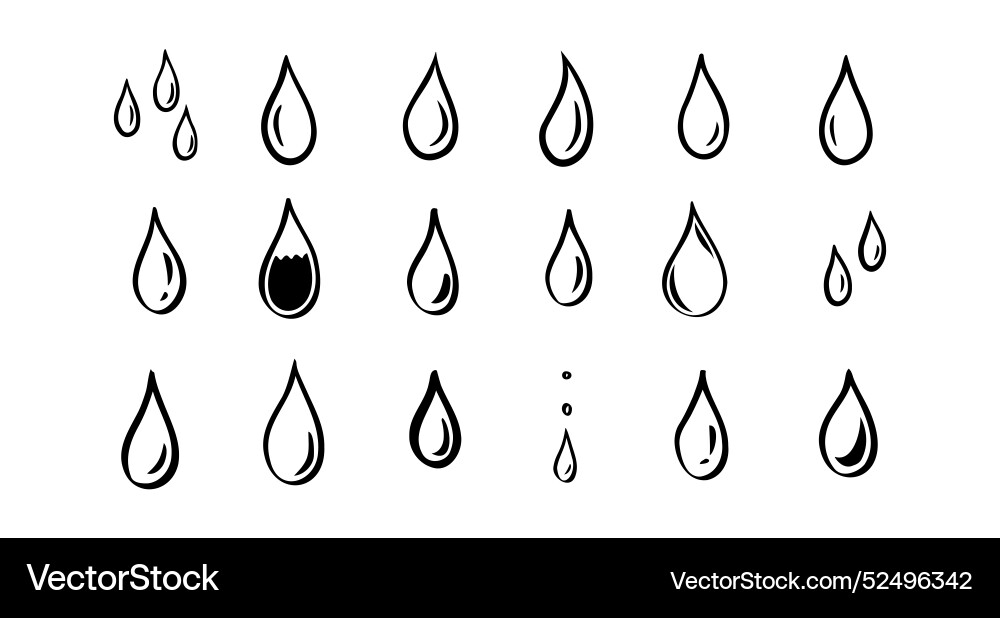 Hand drawn doodle water drop drops icons Vector Image
