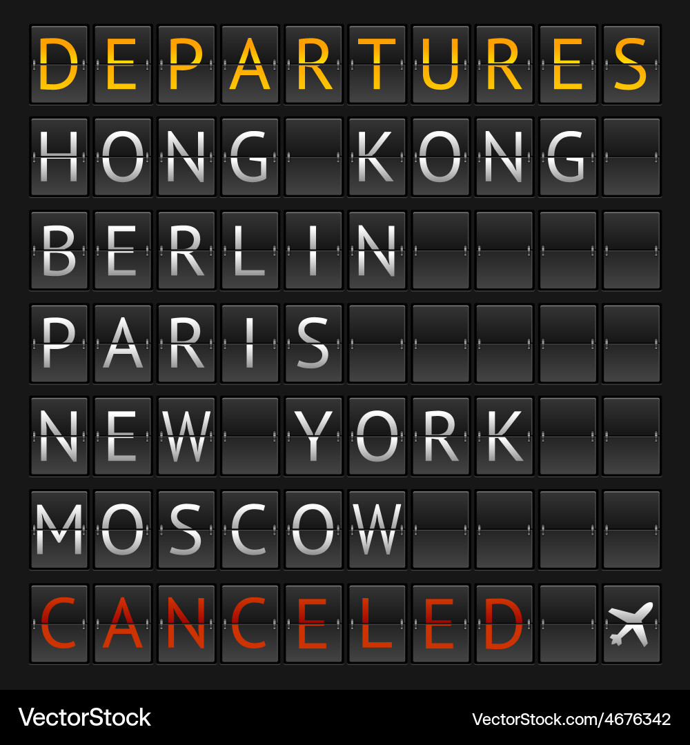 Mechanical timetable city airport Royalty Free Vector Image