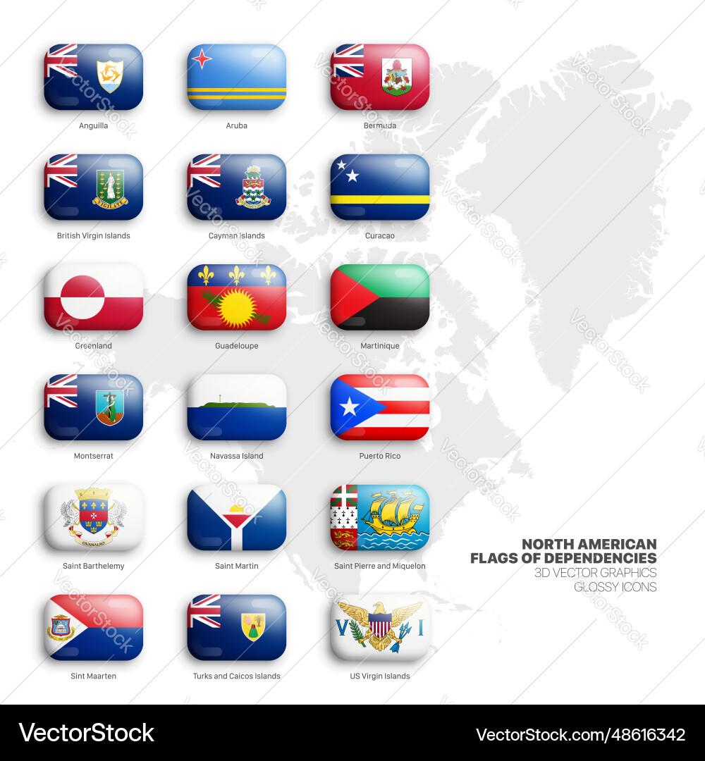 North American Flags & Territories Royalty Free Vector