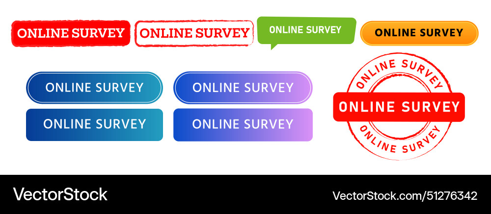 Online survey button speech bubble and stamp sign Vector Image