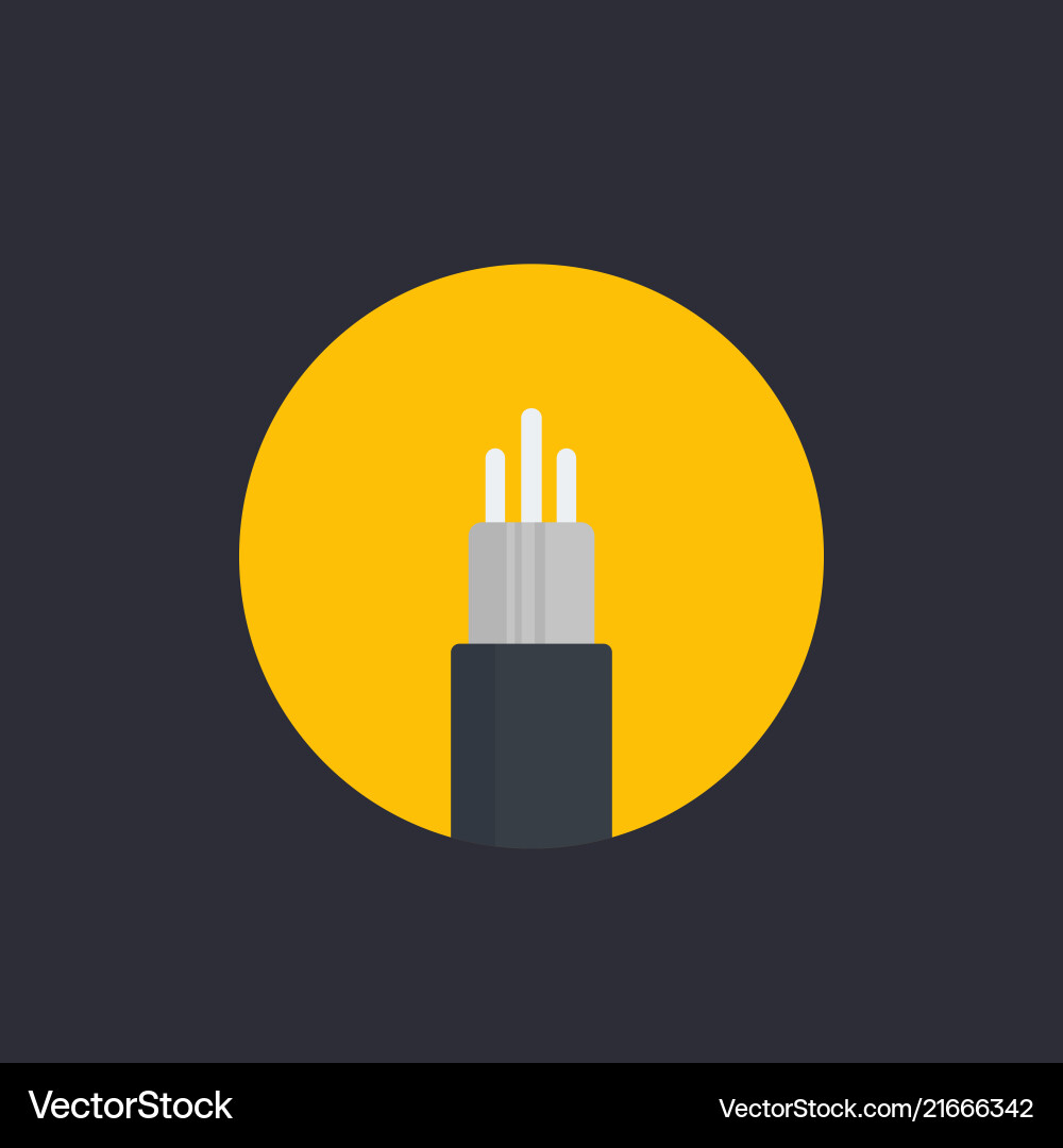 Optic fiber cable icon in flat style Royalty Free Vector