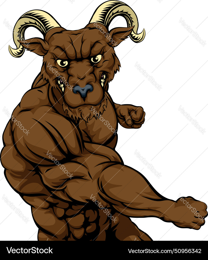 Ram character punching Royalty Free Vector Image