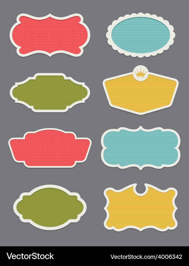 Set of 8 frame or label design elements Royalty Free Vector