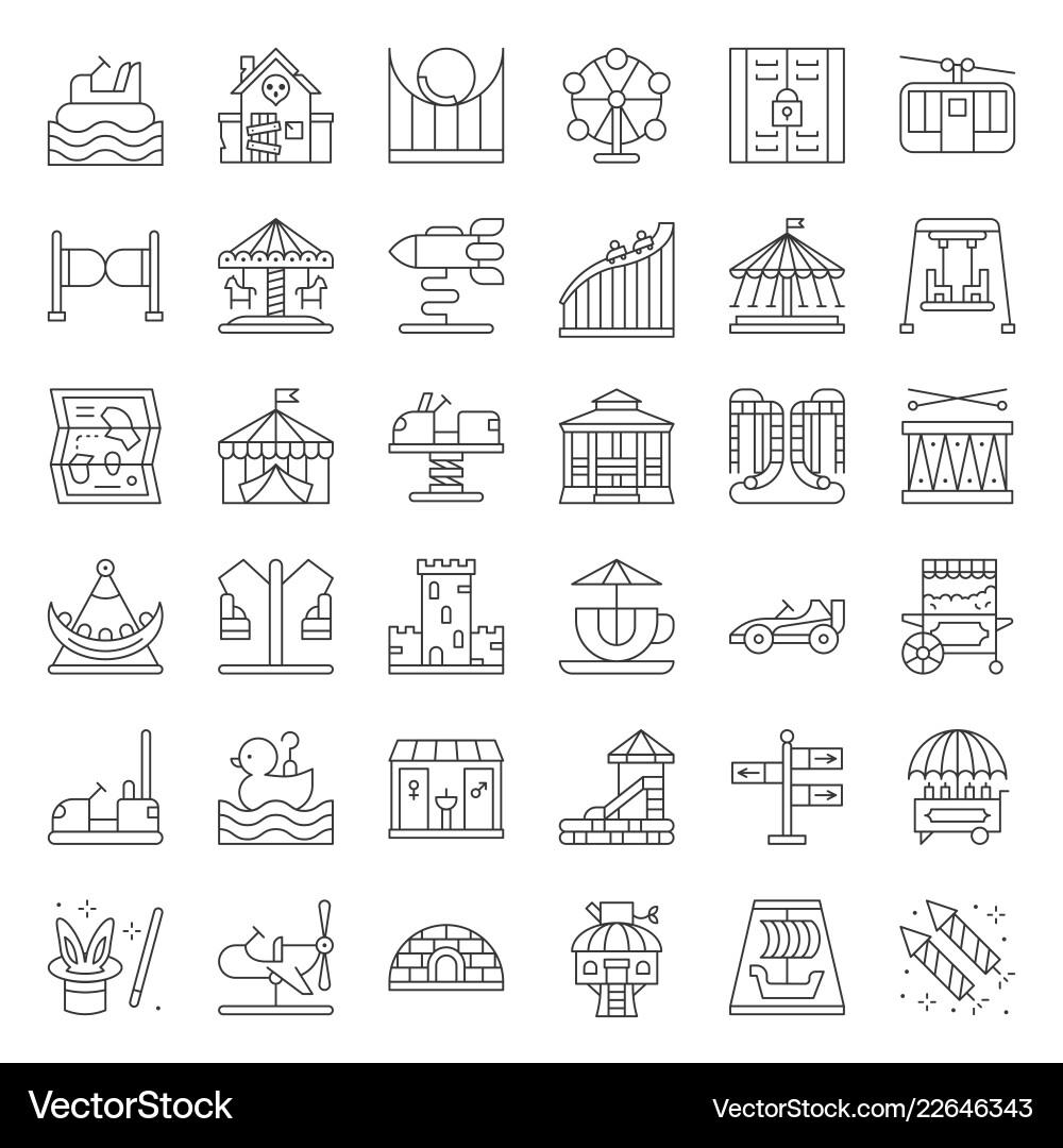 Amusement Park Ride Icons Royalty Free Vector Image