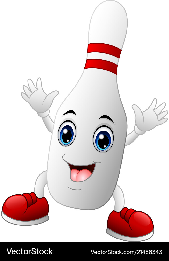 Bowling pin cartoon raising its hands Royalty Free Vector