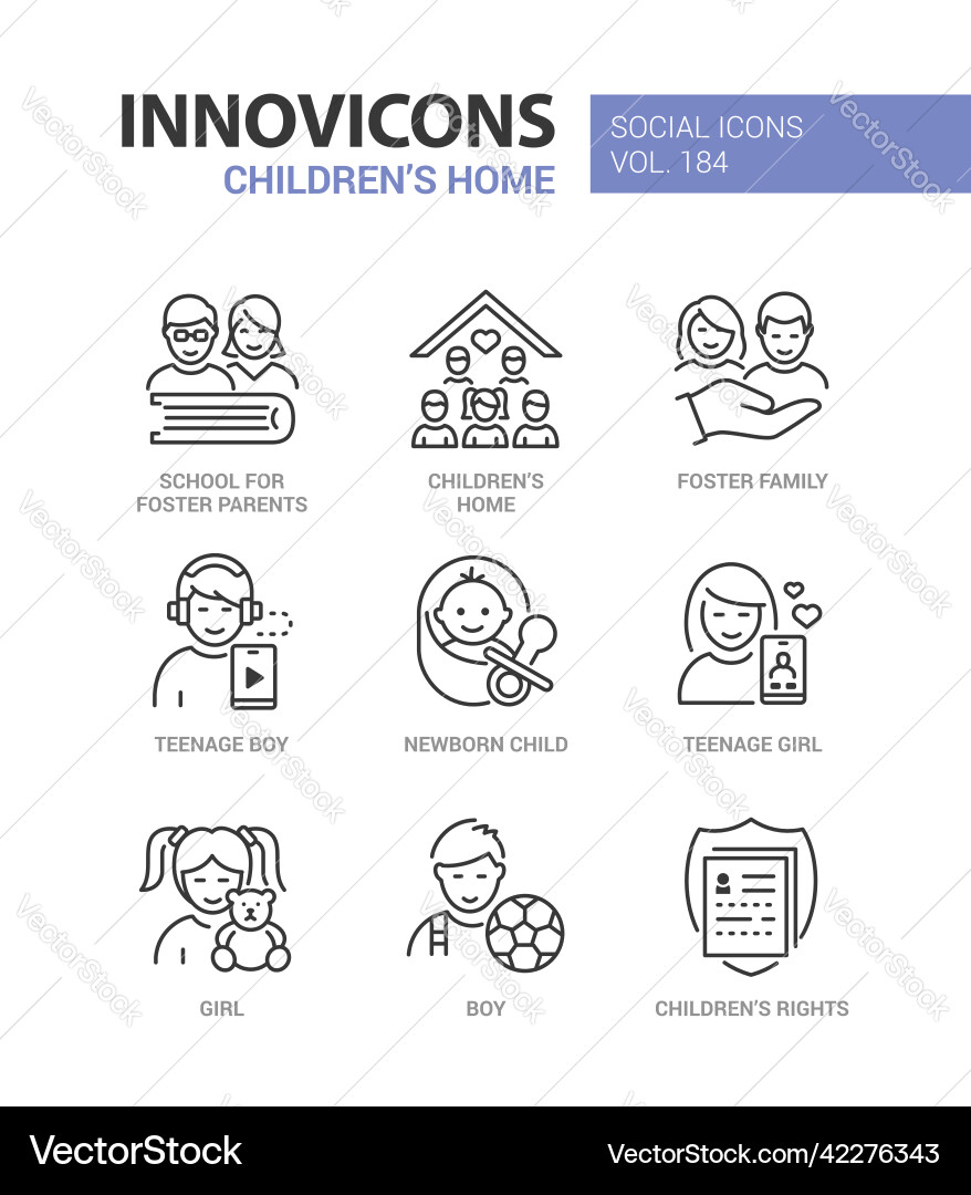 Children home and adoption - line design style Vector Image