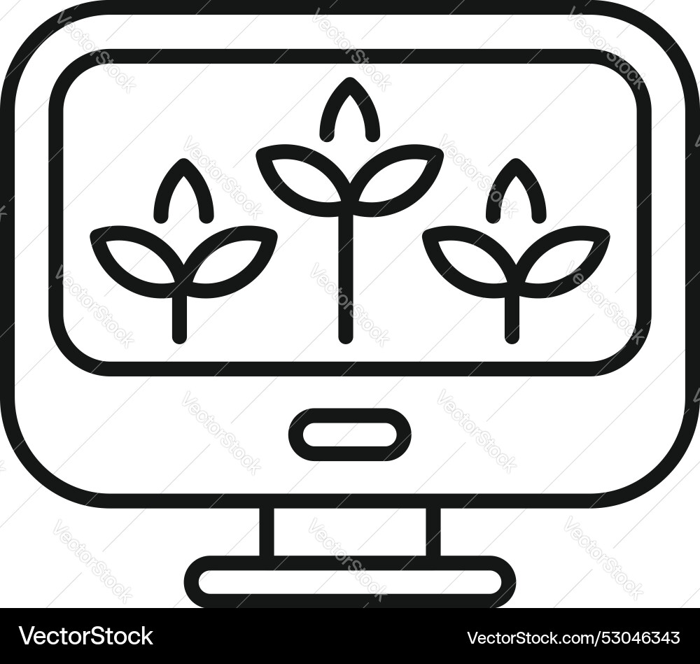 Computer showing growing plants icon Royalty Free Vector