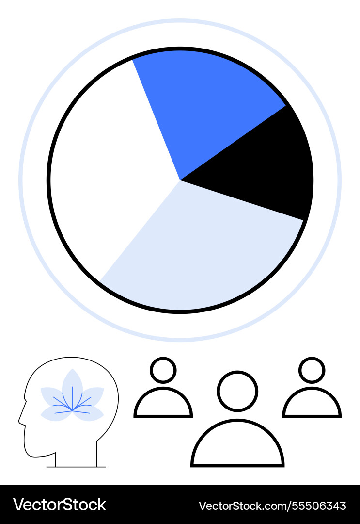 Data pie chart and human figures representing Vector Image