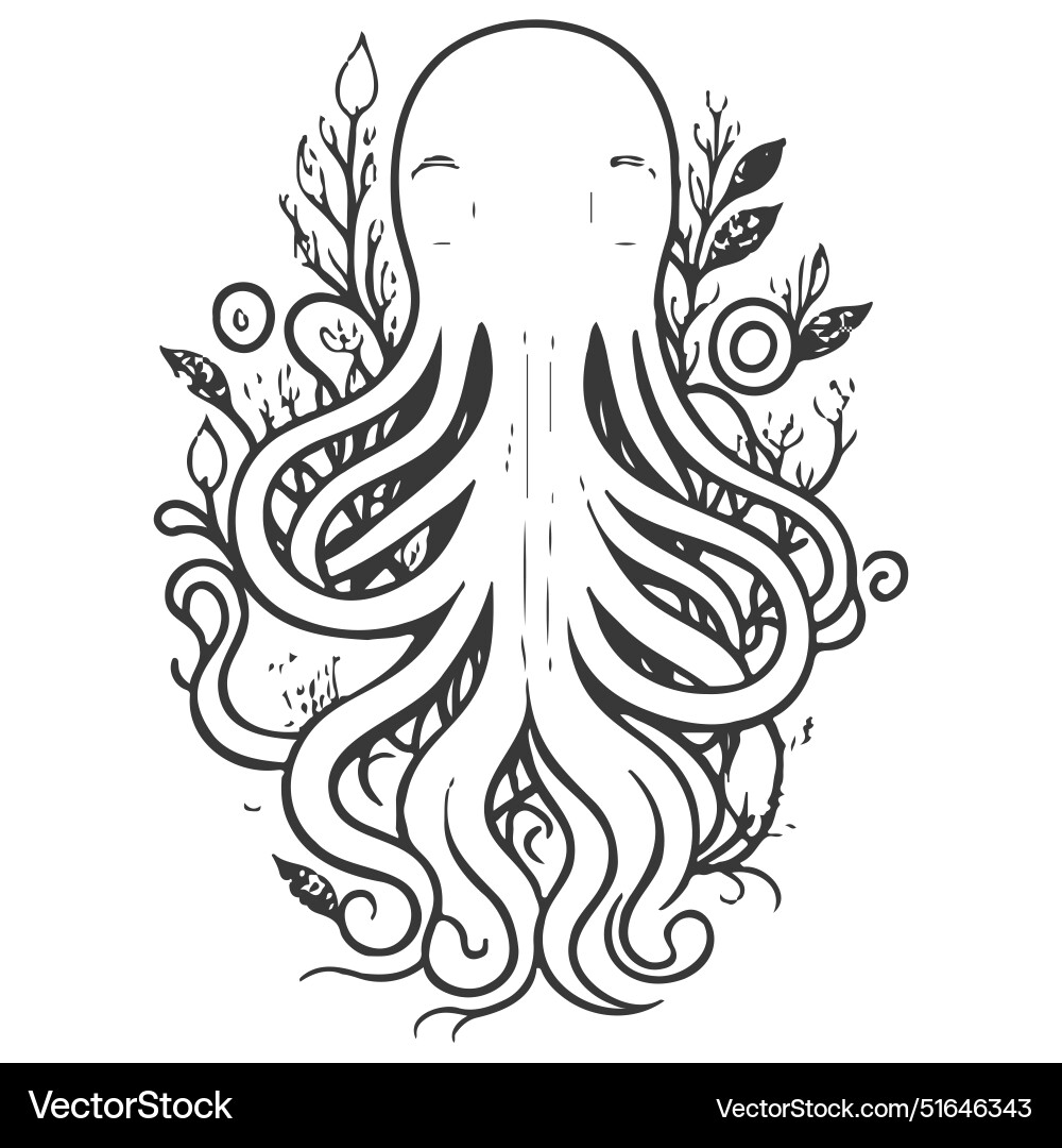 Octopus flower grey Royalty Free Vector Image - VectorStock