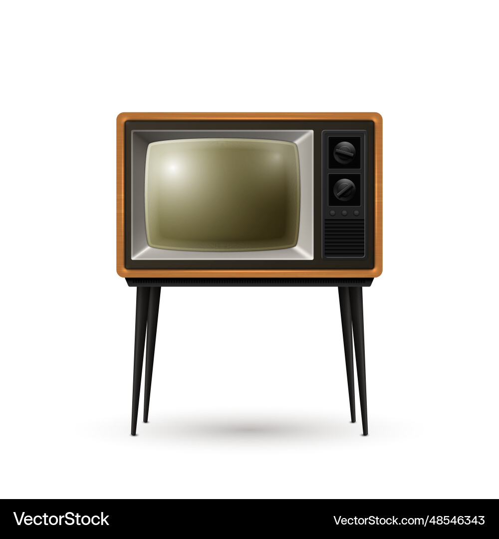 Realistic retro tv receiver isolated Royalty Free Vector