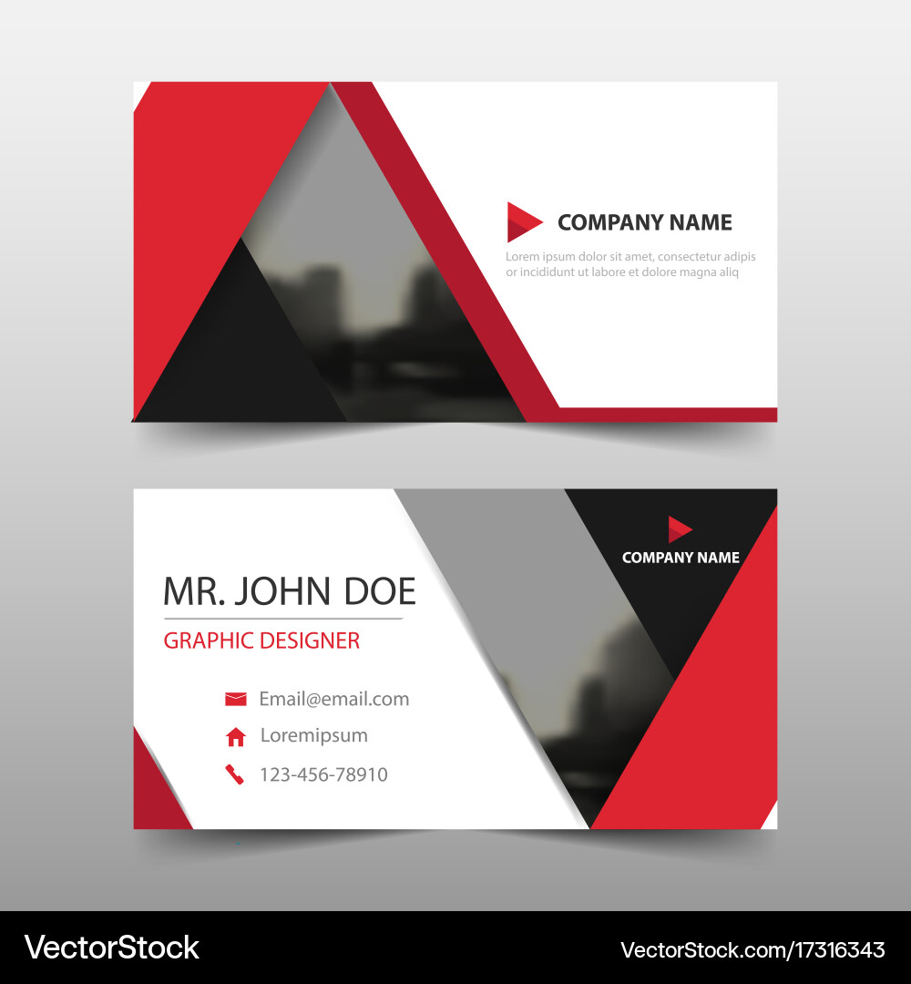Red triangle corporate business card name Vector Image