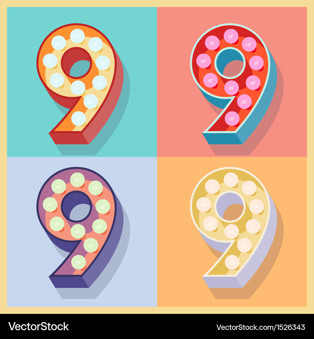 Retro Number 9 Lamp Royalty Free Vector Image - VectorStock
